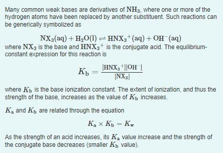 Solved Many common weak bases are derivatives of NH3, where | Chegg.com