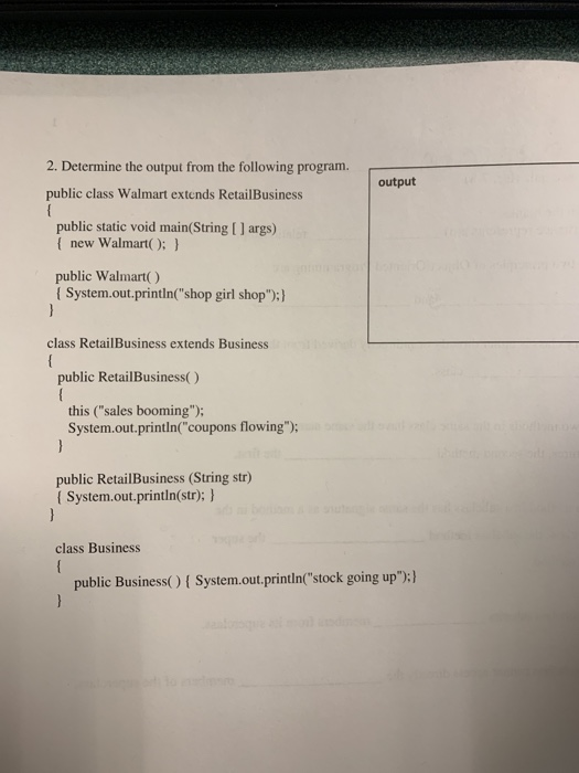 Solved 2. Determine the output from the following program. | Chegg.com