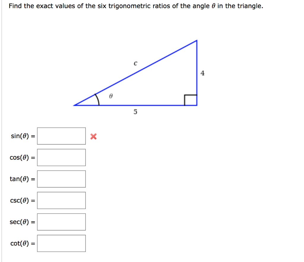 Solved Find the exact values of the six trigonometric ratios | Chegg.com
