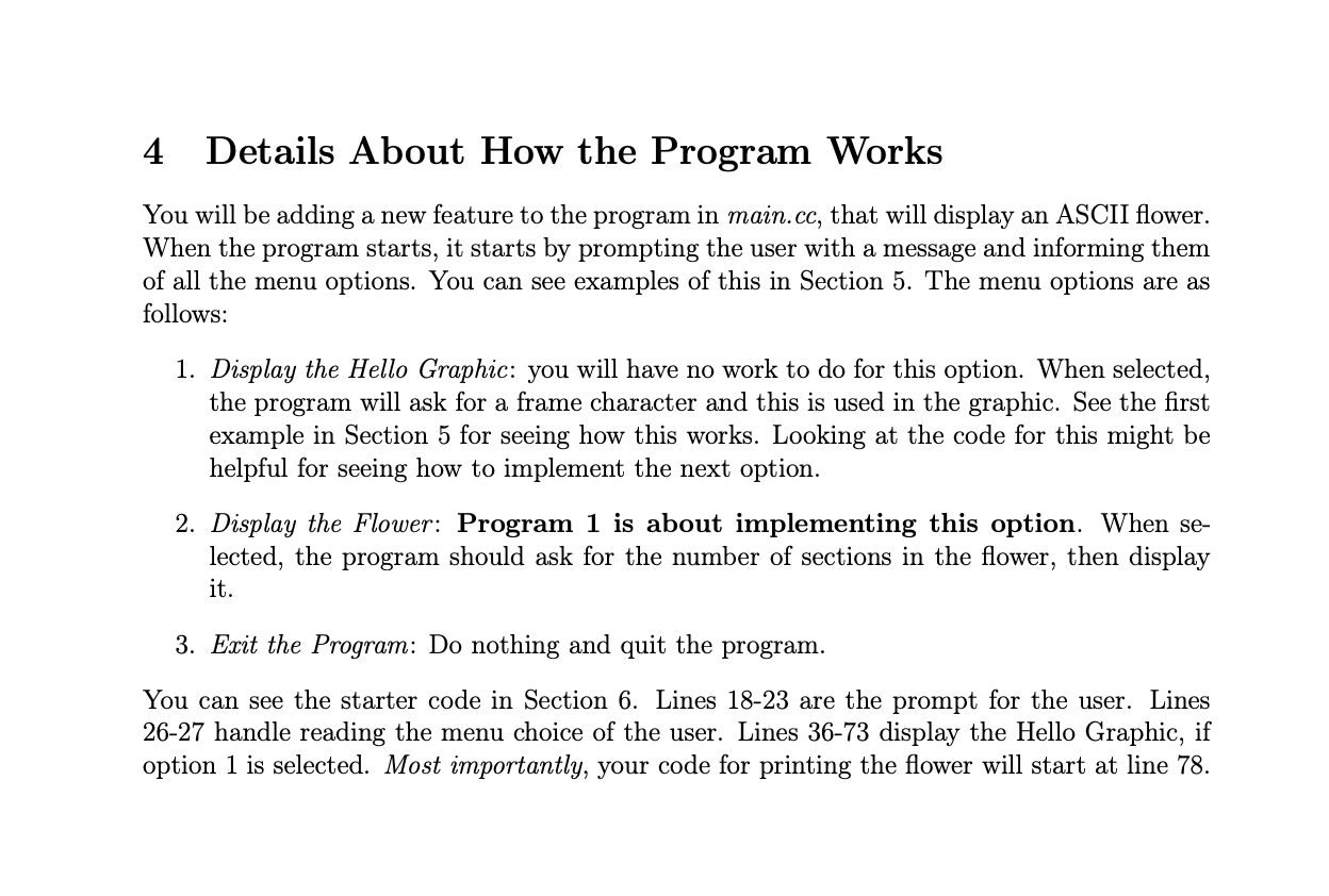 Solved Program 1: ASCII Flowers Due: Friday 01/27 1 | Chegg.com
