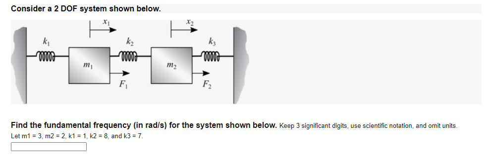 Solved Consider a 2 DOF system shown below. ka 2000 k; 0000 | Chegg.com
