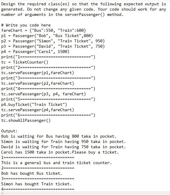 Solved Design the required class(es) so that the following | Chegg.com