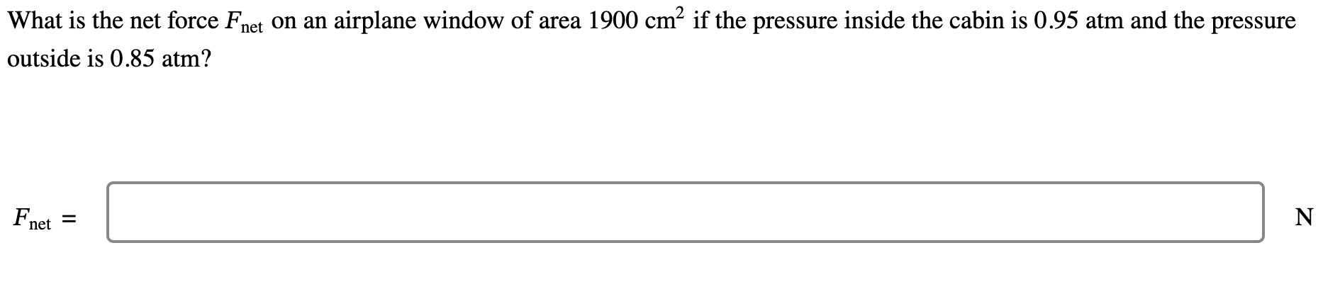 Solved What is the net force Fnet on an airplane window of | Chegg.com