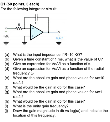 Solved Q1 (50 ﻿points, 5 ﻿each)For the following integrator | Chegg.com