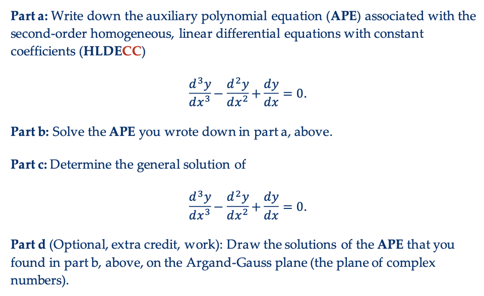 Solved Part a: Write down the auxiliary polynomial equation | Chegg.com