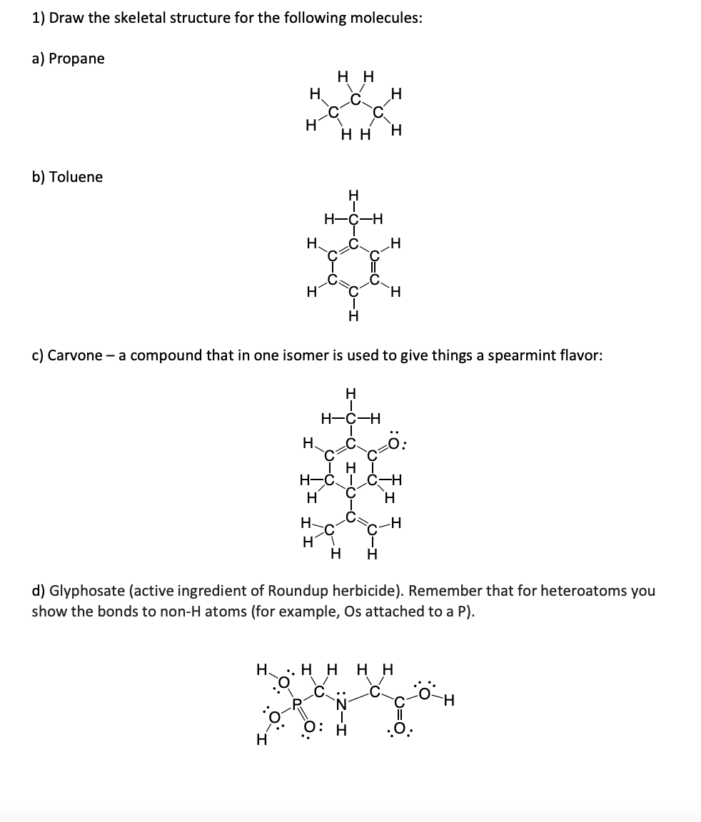 Propane Skeletal Structure