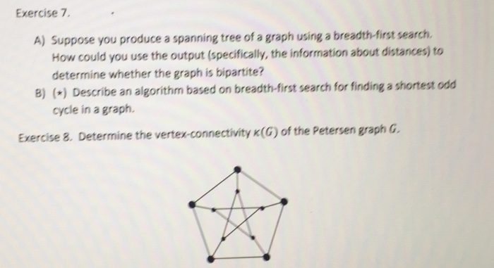 Solved Exercise 7 A) Suppose you produce a spanning tree of | Chegg.com