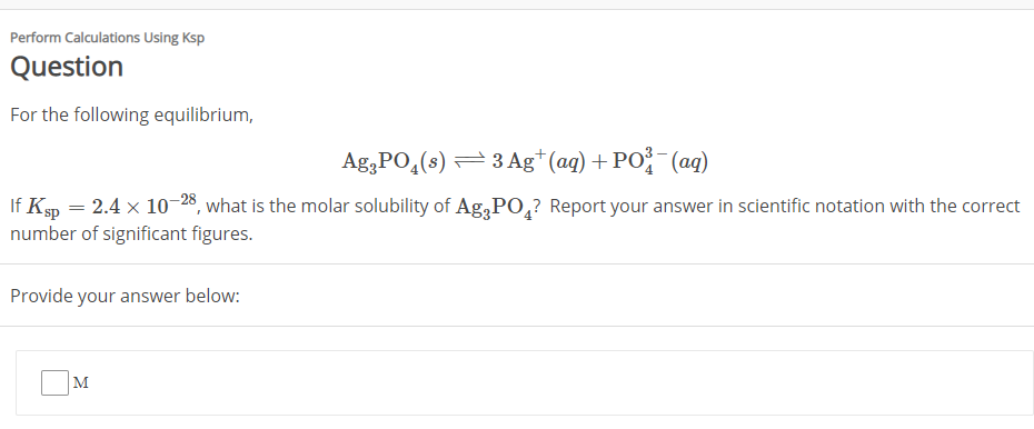 Solved Perform Calculations Using Ksp Question For the | Chegg.com