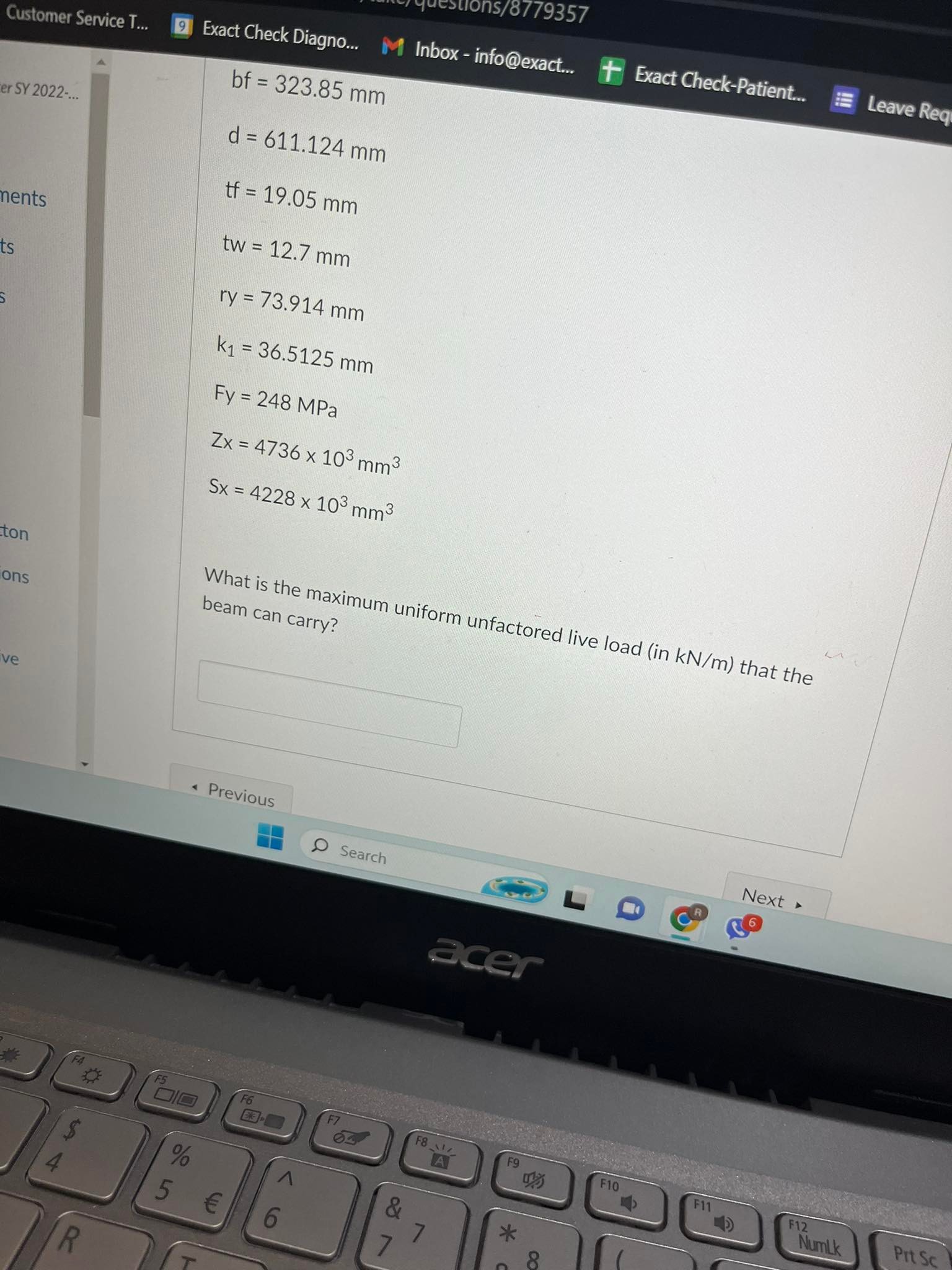 Solved superimposed unfactored dead load of 20kN/m. The span | Chegg.com