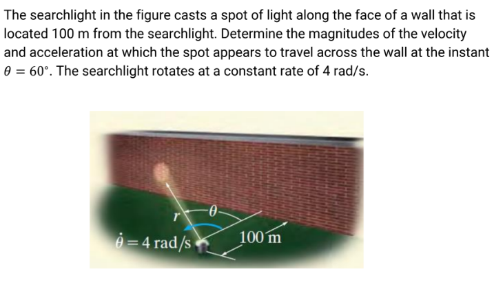 Solved The searchlight in the figure casts a spot of light | Chegg.com