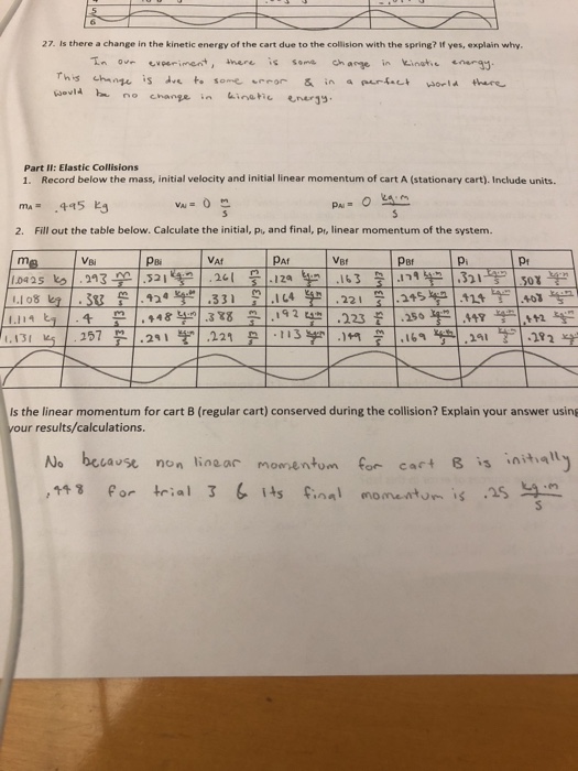 Solved 27. Is there a change in the kinetic energy of the | Chegg.com