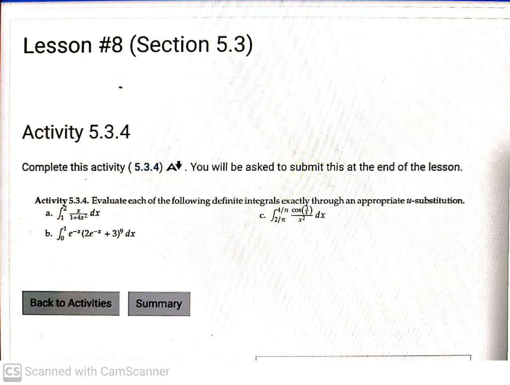 Solved Lesson #8 (Section 5.3) Activity 5.3.4 Complete this | Chegg.com