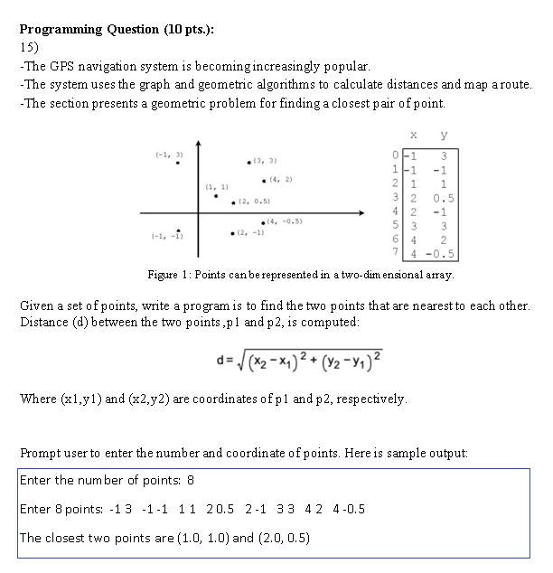 Solved Programming Question (10 pts.): 15) - The GPS | Chegg.com