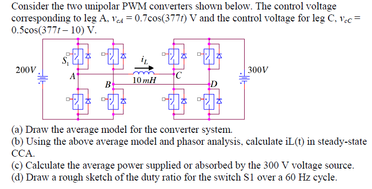 Solved lage Consider the two unipolar PWM converters shown | Chegg.com