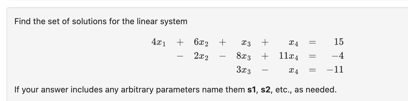 Solved Find the set of solutions for the linear | Chegg.com