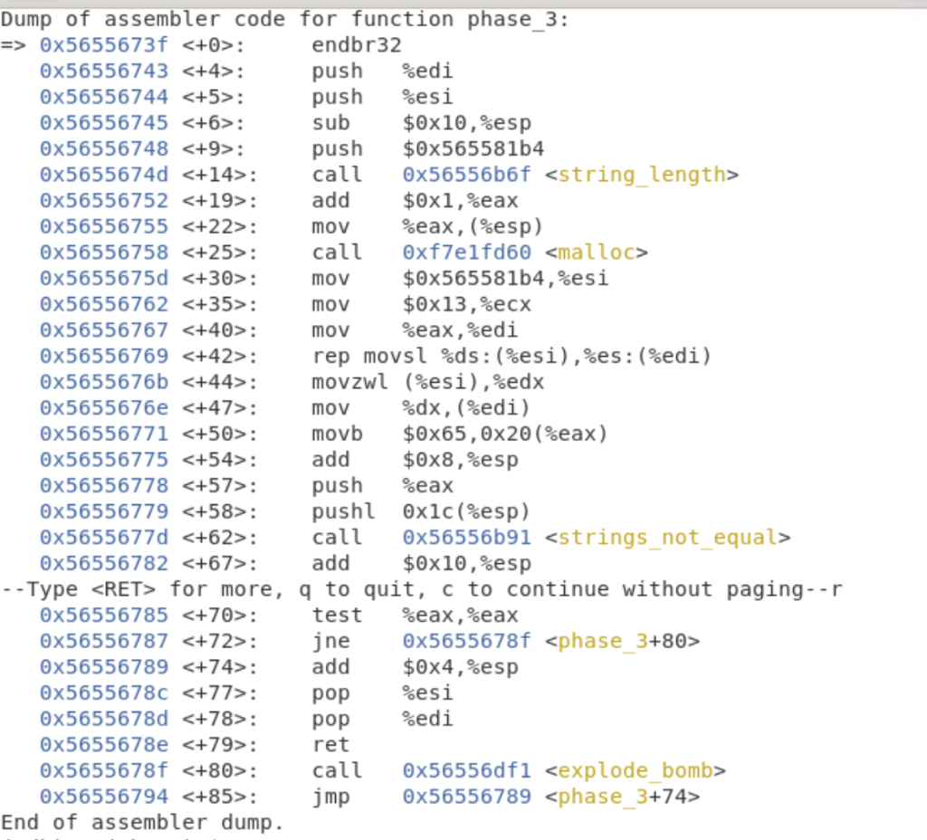 Please help with the binary bomb lab phase 3. The | Chegg.com