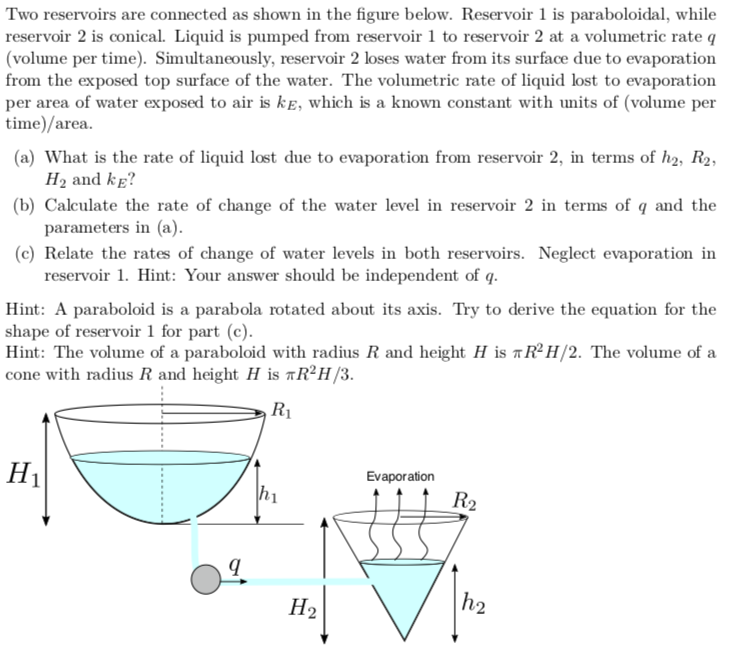 Solved Two reservoirs are connected as shown in the figure | Chegg.com