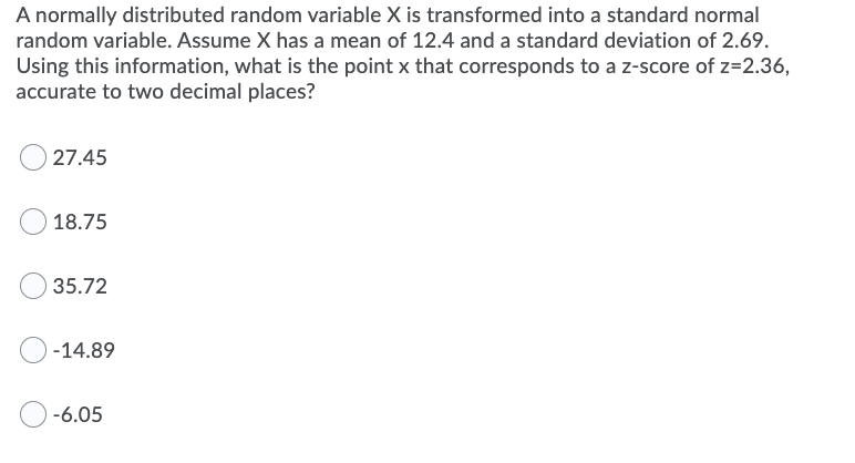 Solved A normally distributed random variable X is | Chegg.com