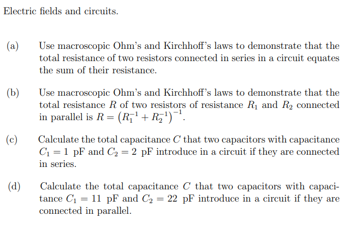 Solved Electric fields and circuits. (a) Use macroscopic | Chegg.com