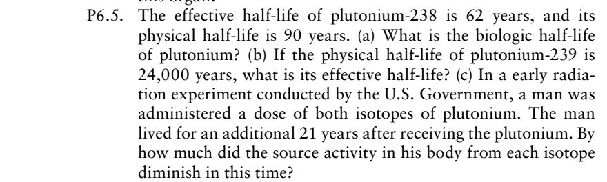 Solved P6.5. The effective half-life of plutonium-238 is 62 | Chegg.com