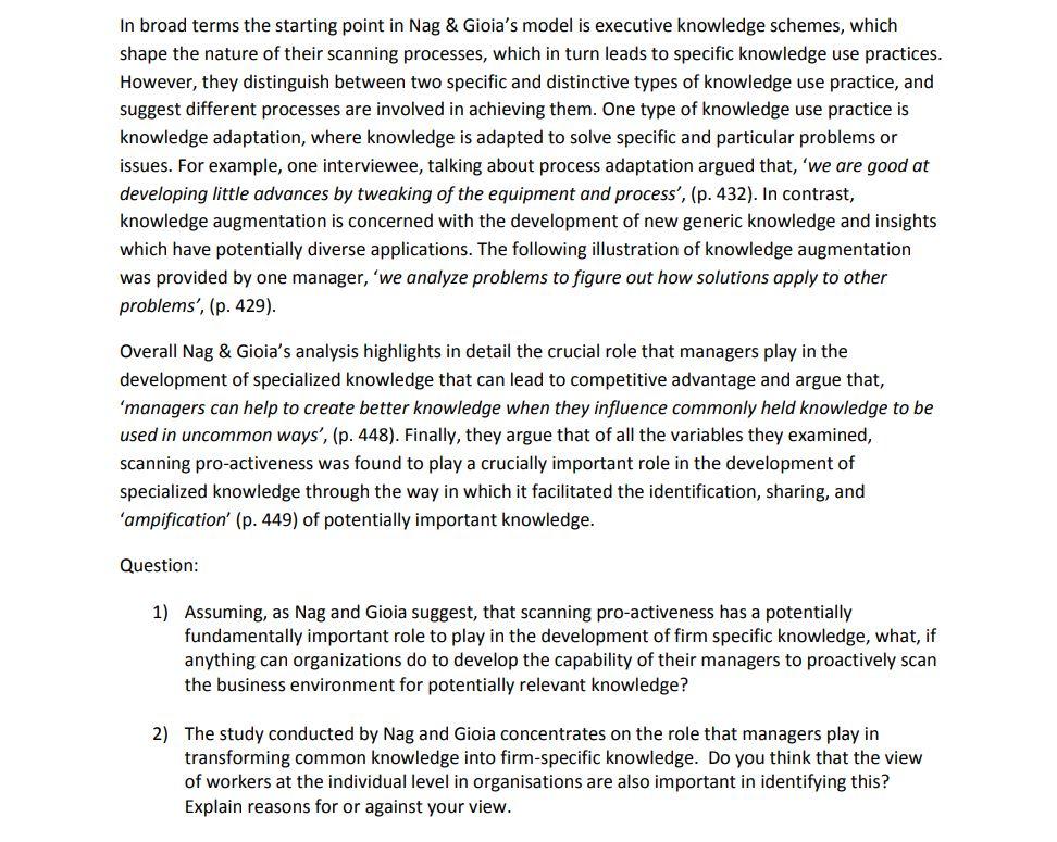 Solved Advancing the knowledge-based View of the Firm: How | Chegg.com