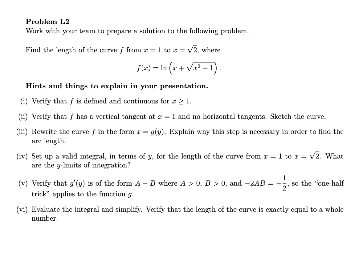 Solved Problem L2Work with your team to prepare a solution | Chegg.com