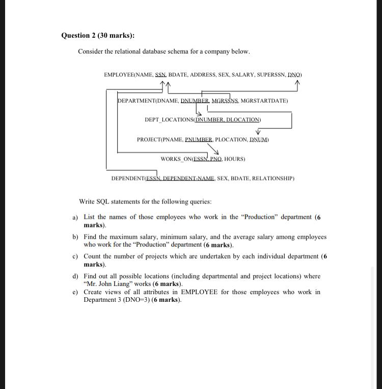 (Solved) : Question 2 30 Marks Consider Relational Database Schema ... (Solved) : Question 2 30 Marks Consider Relational Database Schema ...