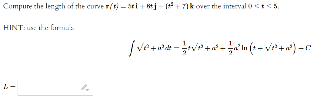 Solved (1 point) Find the length of the curve F(t) = (e* | Chegg.com