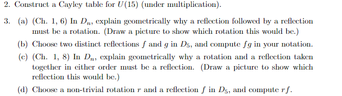 Solved 2. Construct a Cayley table for U(15) (under | Chegg.com