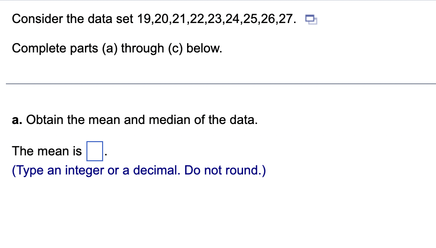 Solved Consider the data set 19,20,21,22,23,24,25,26,27. | Chegg.com