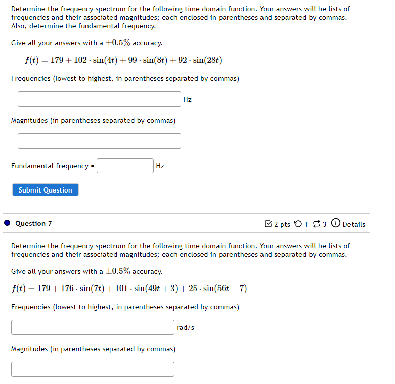 Solved Determine the frequency spectrum for the following | Chegg.com