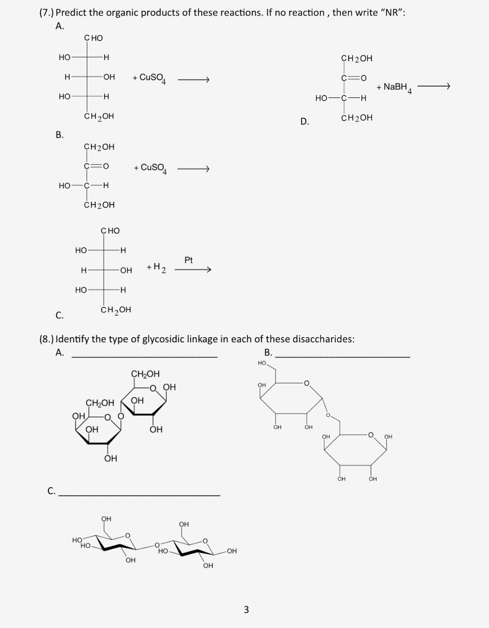 Solved (7.) Predict the organic products of these reactions. | Chegg.com