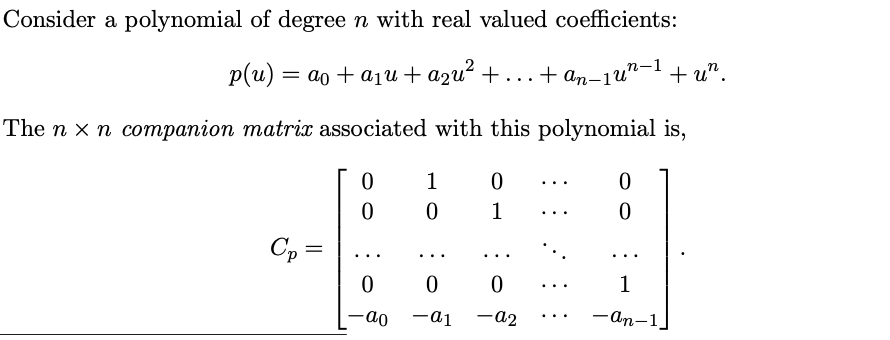 Solved Consider a polynomial of degree n with real valued | Chegg.com