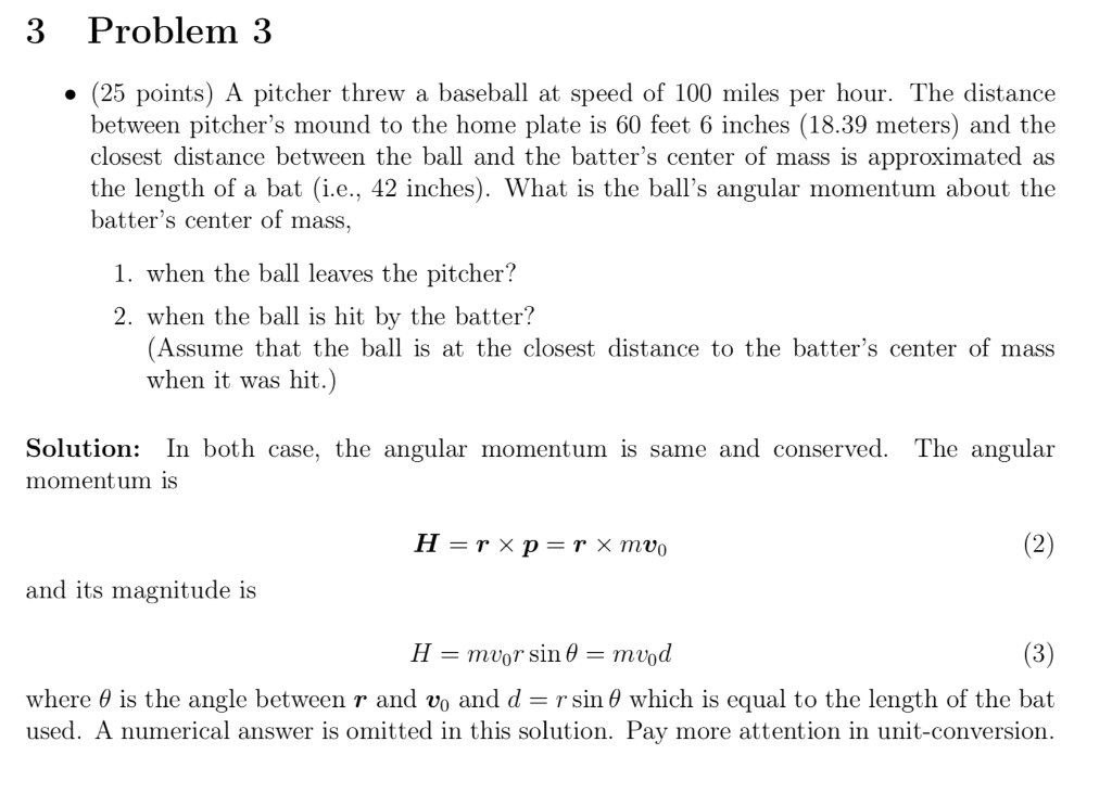 Solved 3 Problem3 . (25 points) A pitcher threw a baseball | Chegg.com