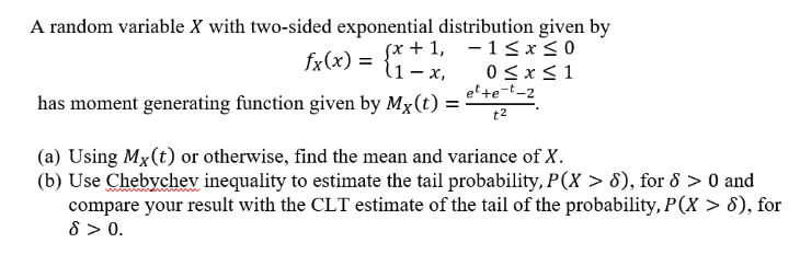 Solved A random variable X with two-sided exponential | Chegg.com