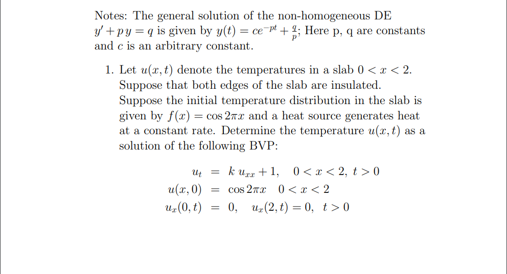 Solved Notes: The general solution of the non-homogeneous DE | Chegg.com