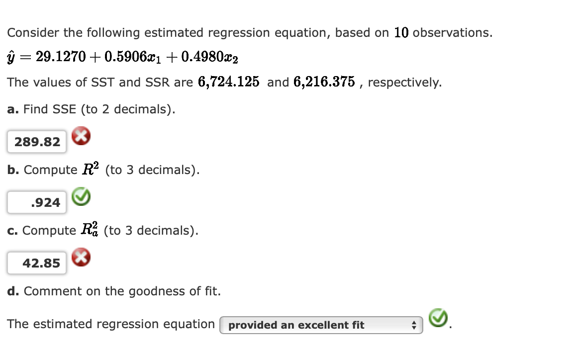 Solved by an EXPERT Consider the following estimated regression equation, | Chegg.com