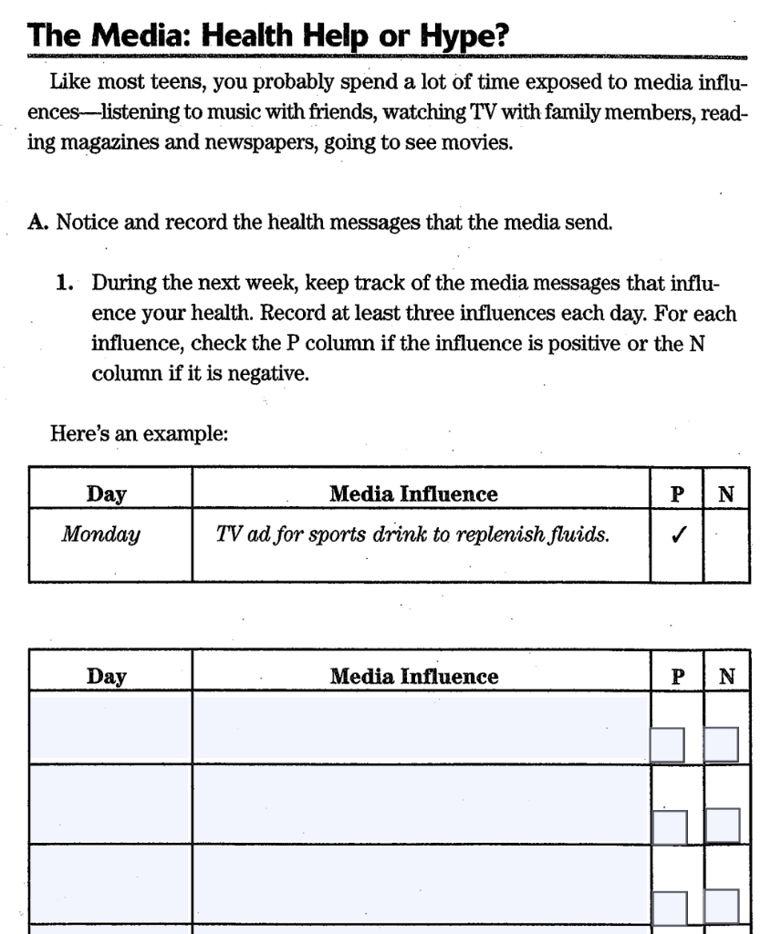 The Media: Health Help or Hype? Like most teens, you | Chegg.com