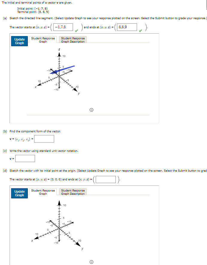 Solved The initial and terminal points of a vector v ﻿are | Chegg.com