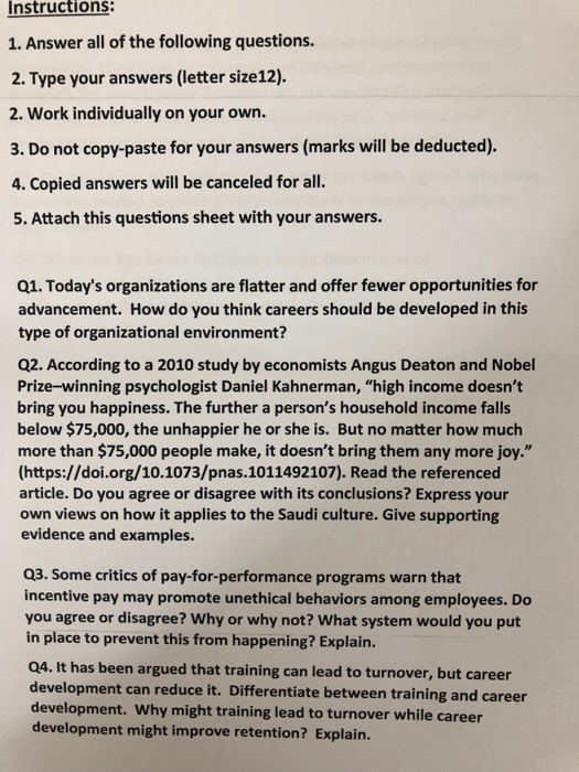 Solved Instructions: 1. Answer all of the following | Chegg.com