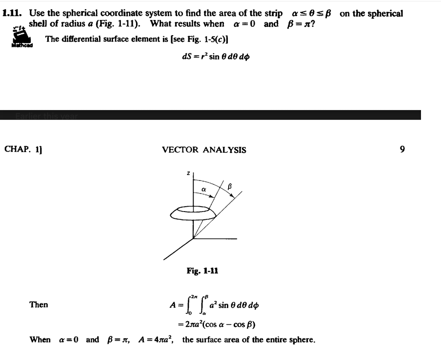 Solved 1.11. ﻿Use the spherical coordinate system to ﻿find | Chegg.com