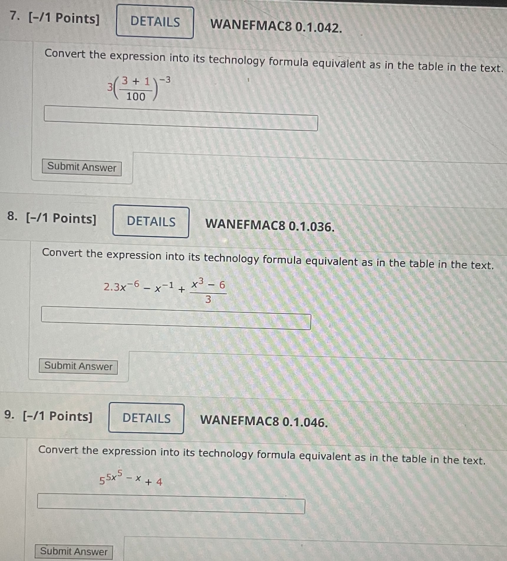 Solved 7. [-/1 Points] WANEFMAC8 0.1.042. Convert the | Chegg.com
