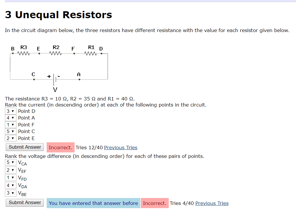 Solved 3 Unequal Resistors In the circuit diagram below, the | Chegg.com