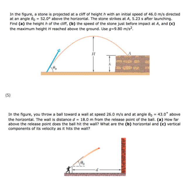 Solved In the figure, a stone is projected at a cliff of | Chegg.com