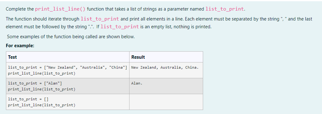 Solved Complete the print_list_line (function that takes a | Chegg.com