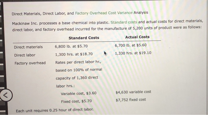 Direct Materials, Direct Labor, and Factory Overhead | Chegg.com