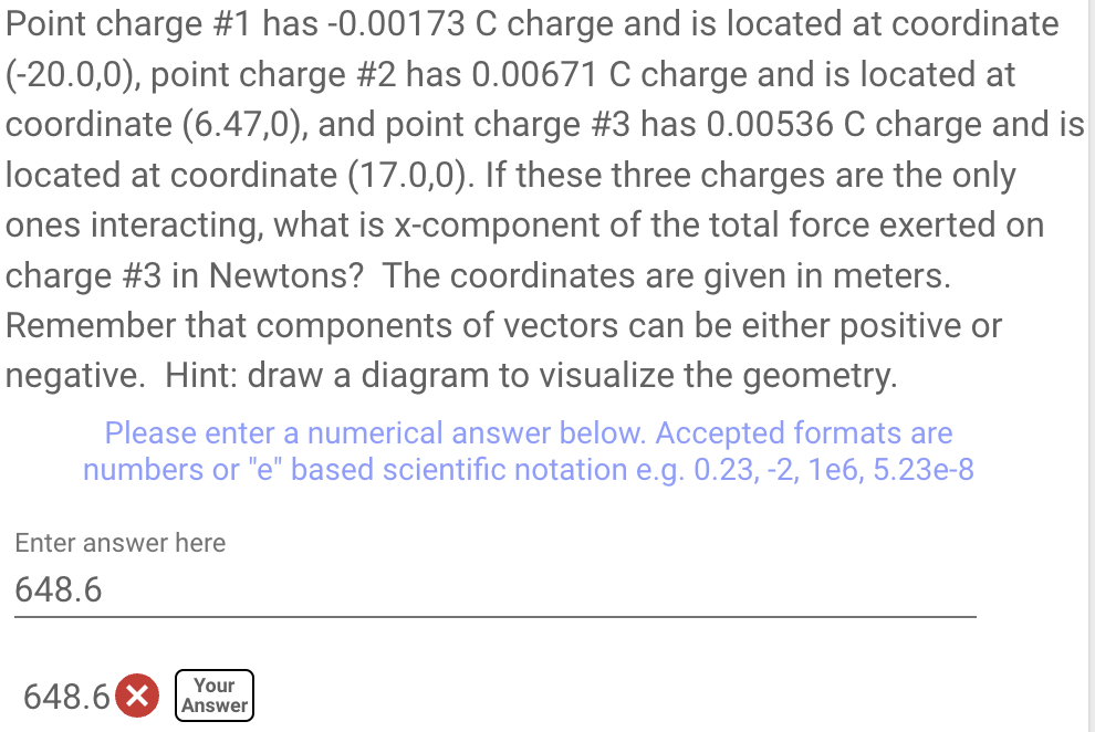 Solved Point charge #1 has −0.00173C charge and is located | Chegg.com Solved Point charge #1 has −0.00173C charge and is located | Chegg.com