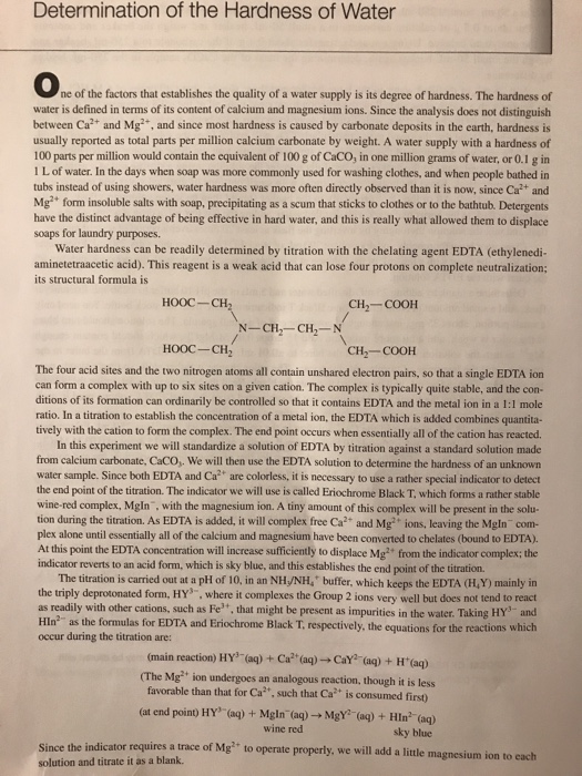 Solved Determination of the Hardness of Water ne of the | Chegg.com