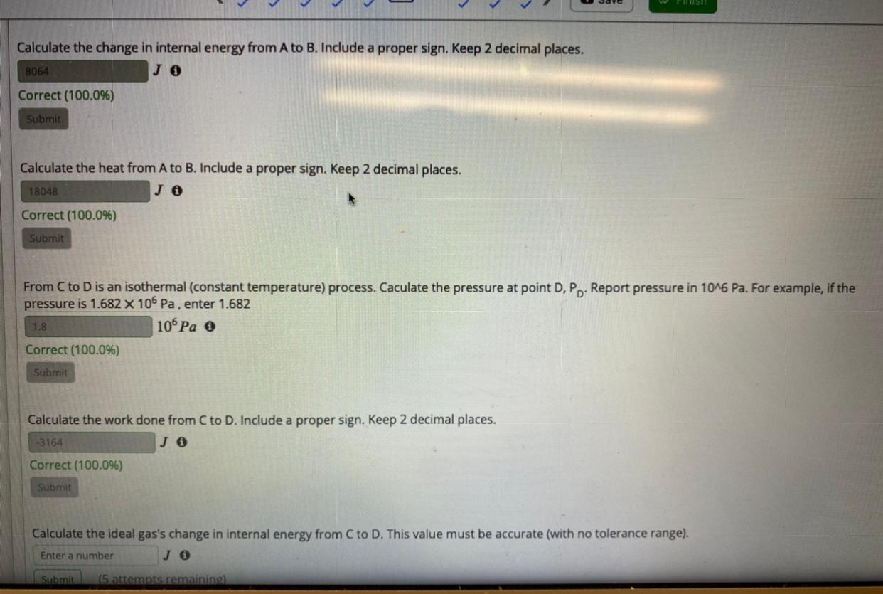 Solved 1st Law of Thermodynamics - Cyclic Process 2 P. A B | Chegg.com