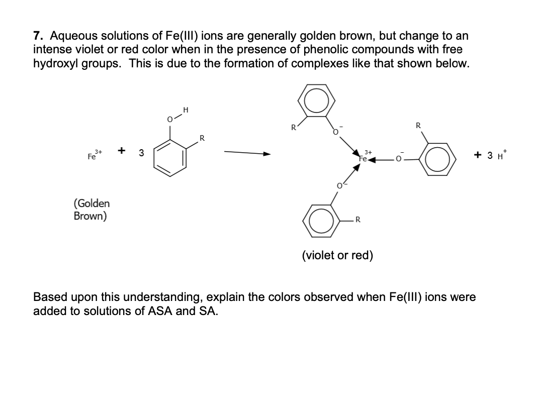 Solved 7. Aqueous solutions of Fe(III) ions are generally | Chegg.com